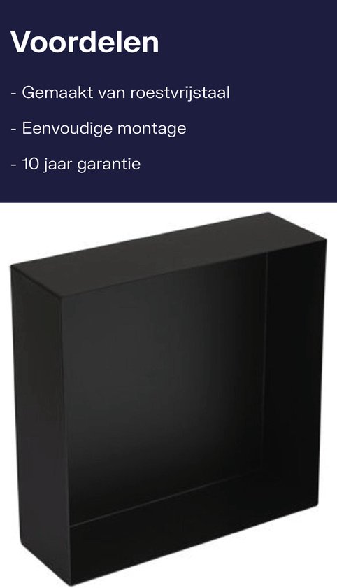 Plieger Inbox Inbouwnis - Opbouwnis - RVS - 30x30x10 cm - Matzwart | bol