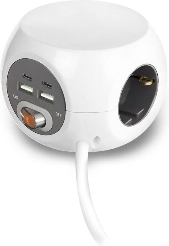 Stekkerdoos met USB - Slimme Energiekubus met 2 USB-C en 2 USB-A ...