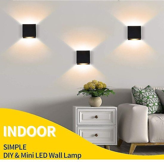 Wandlamp (2x) 10x10x5 met ledlamp - 2 per verpakking - led - muur ...