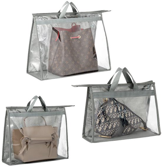 Sacs de rangement en PVC transparent - gain de place - lot de 3 - gris ...