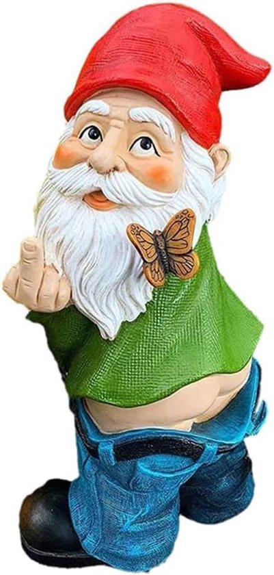 Grappige Tuinkabouter Met Middelvinger - Decoratie Voor Buiten - 1 Stuk ...