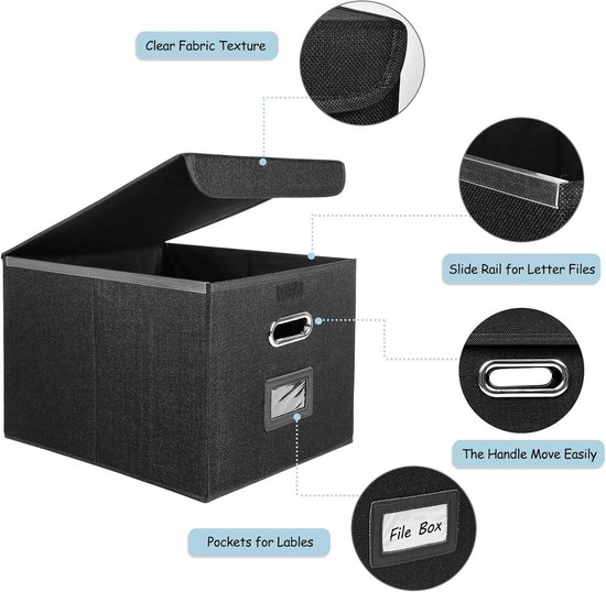 Allecto Premium - Opbergdozen met deksel voor A4 documenten in ...