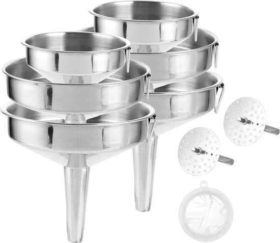 Set van 3 RVS Trechters - Trechter Set met 200 Mesh Filter Zeef - Voor ...