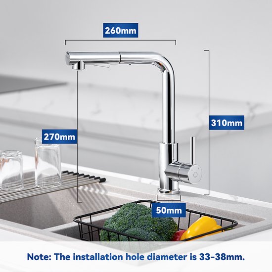 CECIPA max Keukenkraan Met Uittrekbare Uitloop - Keukenkraan - 360° draaibare... | bol