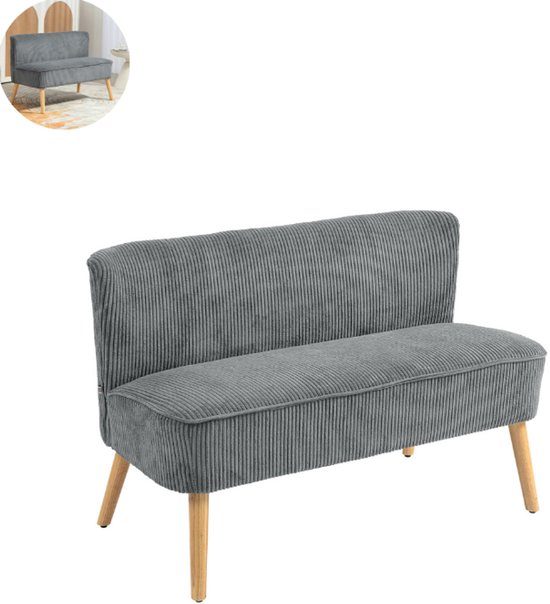 Tweezitsbank - Sofa - Stof - Zetel - Fauteuil - Tweezit - Grijs | bol