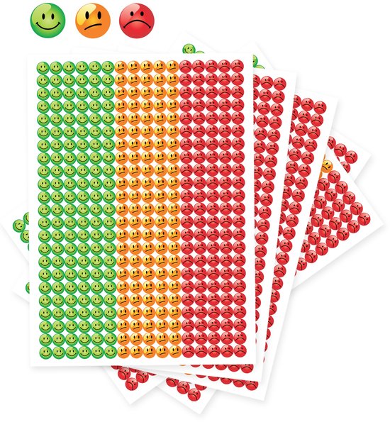 Beloningsstickers Smiley - 1840 Stickers - Groen, Oranje, Rood - Leraar ...