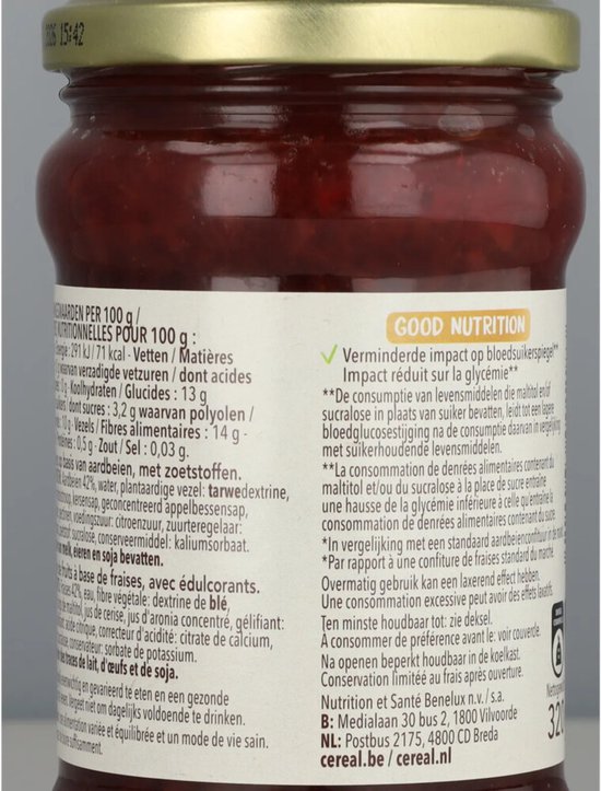 Céréal Jam Aardbeien - 4 x 320 gr - Voordeelverpakking | bol