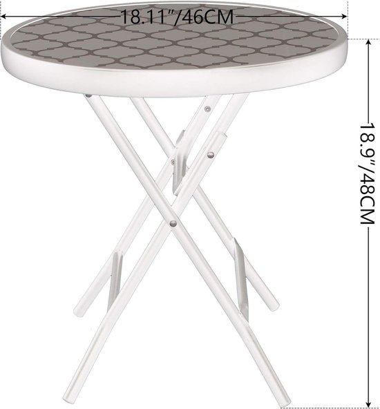 Inklapbare ronde bijzettafel van glas van metaal tuintafel koffietafel ...