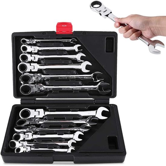 Flexibele ratelsleutel set 12-delig 8-19 mm - Chroom Vanadium ...