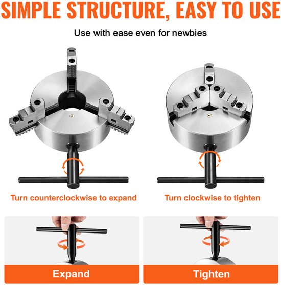 3-Chaaks Draaischijf – 8 Inch – Zelfcentrerend – Spannbereik 4-200 mm ...