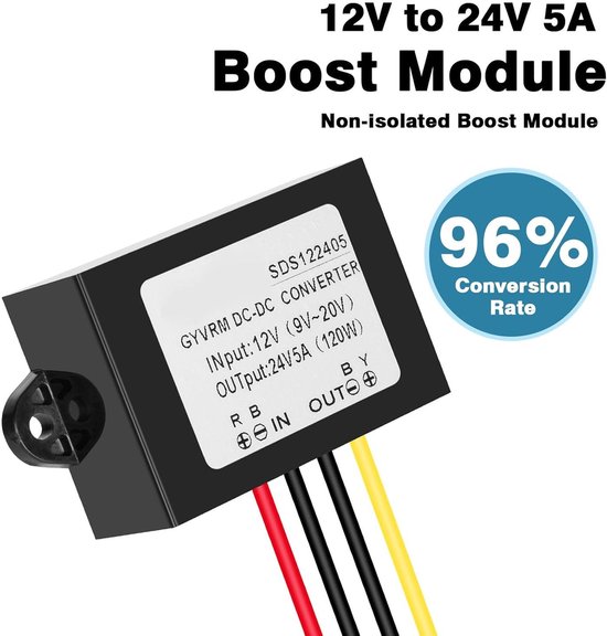 Allecto Plus - Spanningsomvormer 12V naar 24V met 5A vermogen - Voltage Regulator en... | bol