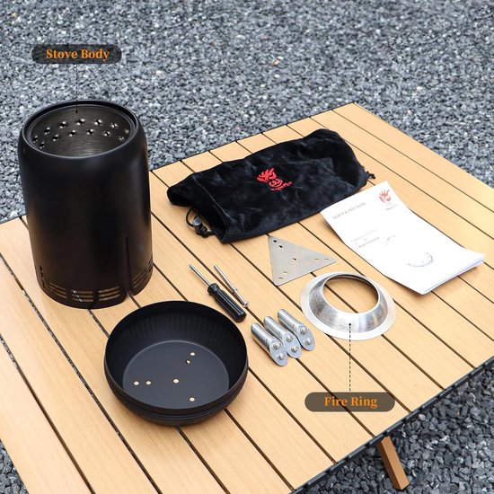 XL Tabletop Fire Pit | Black Mini Fire Pit for Camping Bonfire ...