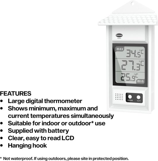 Max Min Thermometer with Roof - Electronic | bol