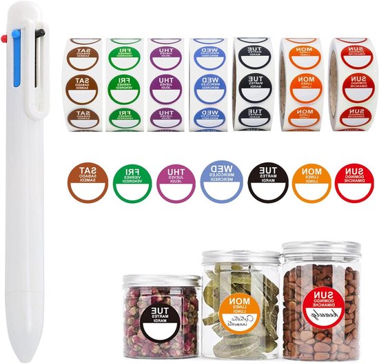 Allecto Plus - Hoogwaardige Weekdagen Labels Stickers - 7 rollen van ...