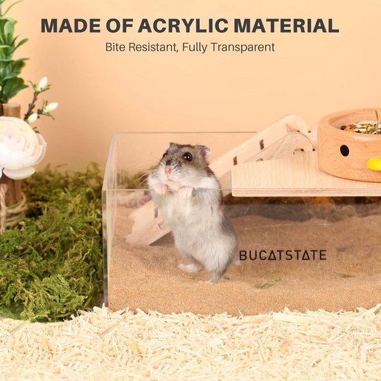 Sand Bath Container - Acrylic Shower and Digging Room Litter Box for ...