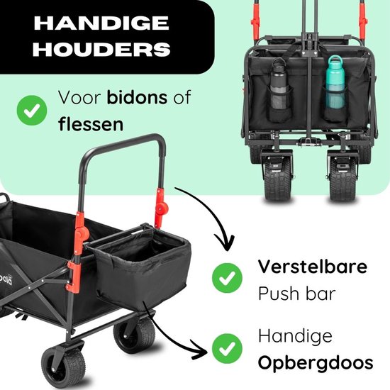 Gooala® Bolderkar - Tot 120KG - 120L - Opvouwbaar - met Duwstang ...