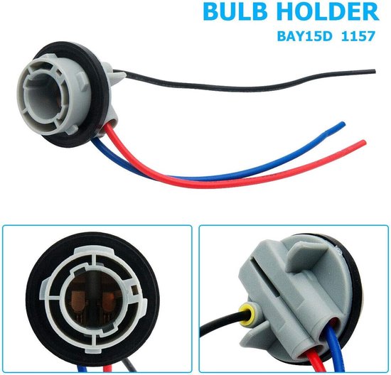 2 Pack 1157 BAY15D Lamp Socket P21/5W Plastic Brake Light Base Adapter ...