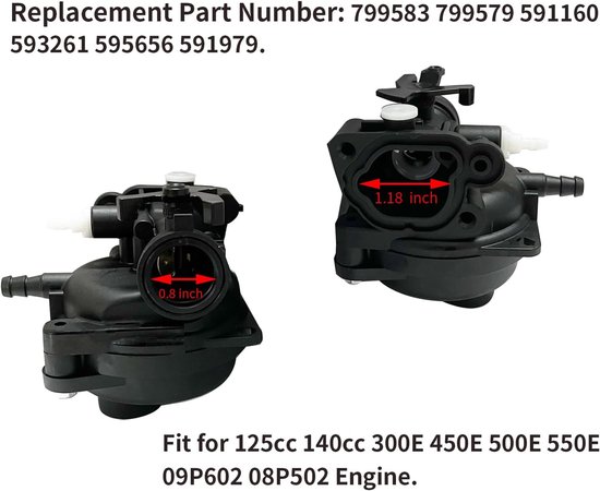 Geschikt voor Briggs & Stratton 799583 590556 591979 595656 carburateur ...