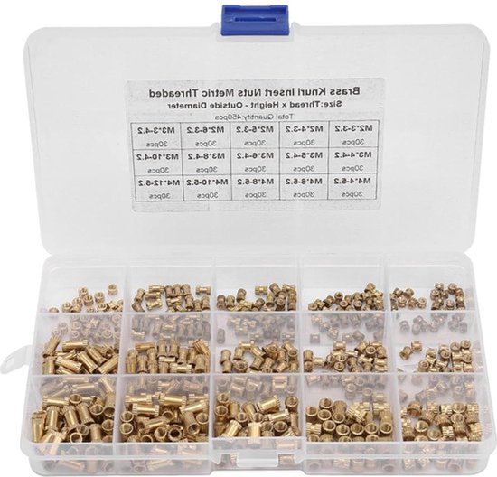 Gekartelde Messing Moer 450 Stks M2 M3 M4 - Inzetstuk Ingebedde Messing ...