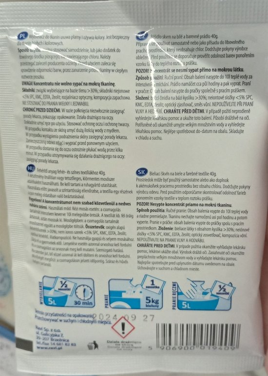 Bleekmiddel voor kleding zonder chloor 40g | bol