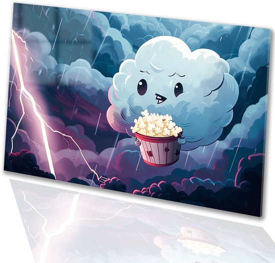 Wolk met popcorn in storm - Wolk glazen schilderij - Schilderijen ...