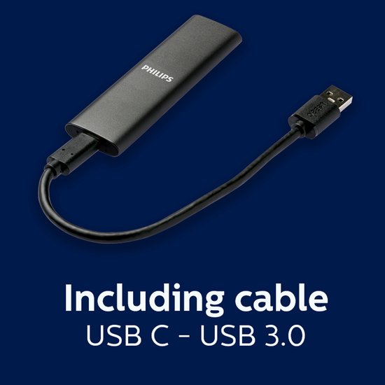 Philips externe SSD - 2TB - USB-C - Slim SATA Ultra Speed - tot 500 MB ...