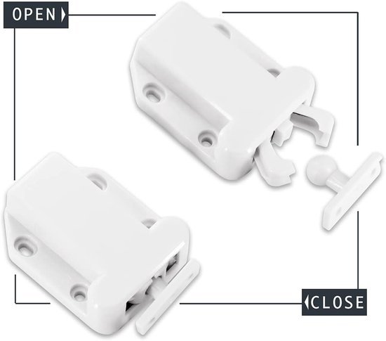 Allecto Plus - 6 stuks deurgrendels met touch-ontgrendeling voor ...