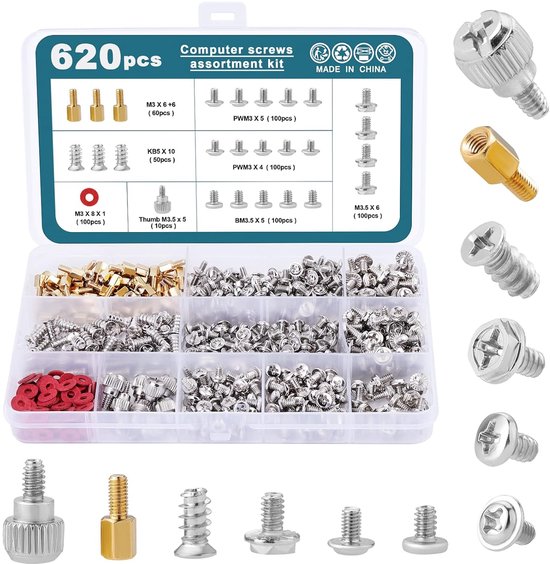 HSeaMall 620pcs Computer Screw DIY Repairing Pan Head Screw Assortment ...