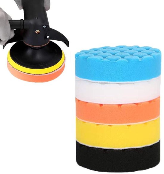 Allecto Plus - Set van 5 Auto Polijst Pads voor Boormachine - Foam en ...