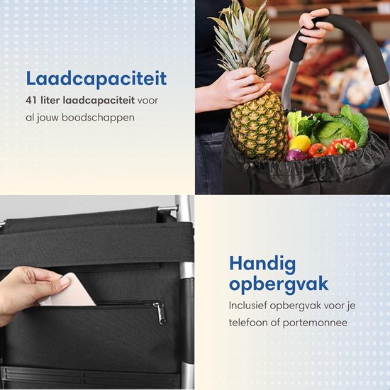 Famanu Boodschappentrolley met koelvak en steekwagenfunctie ...