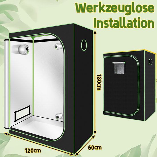 Kweektent Compleet Set Kweeklamp ,120*60*180CM Kweekkast ,Growbox voor ...