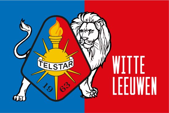 Vlag Telstar Witte leeuwen - Rood/Blauw/Leeuw - 100x150 cm ...