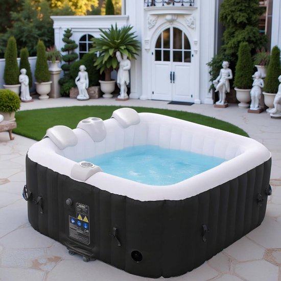 Opblaasbare Jacuzzi – 4 Personen – 100 Massagejets – 600L – Vierkant ...