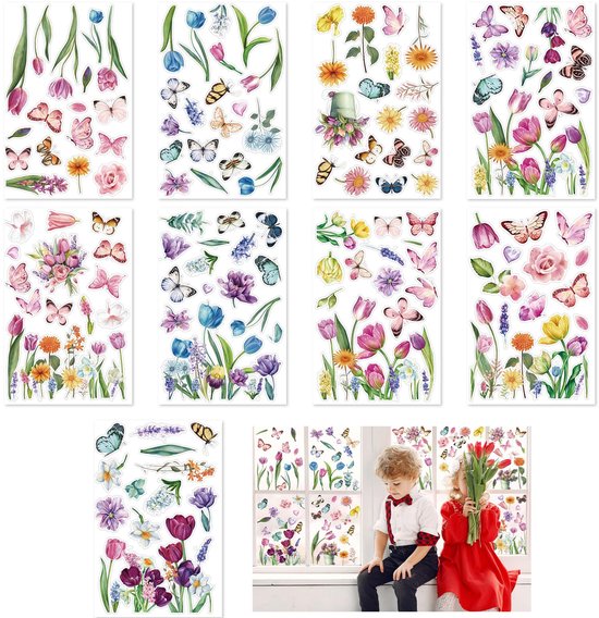 SPOKKI 9 vellen raamstickers, lente raamstickers, lente raamstickers ...