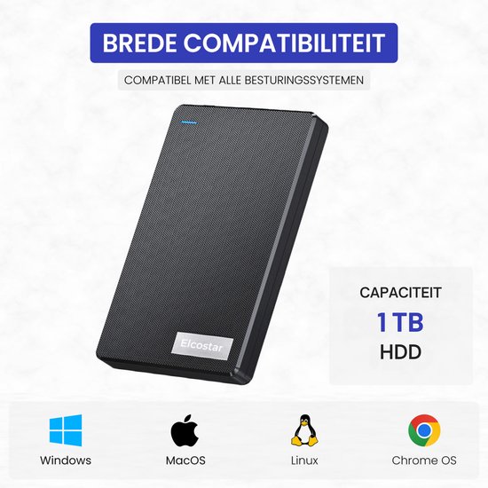 Elcostar Externe harde schijf 1TB - HDD - Harde schijf extern - Externe ...