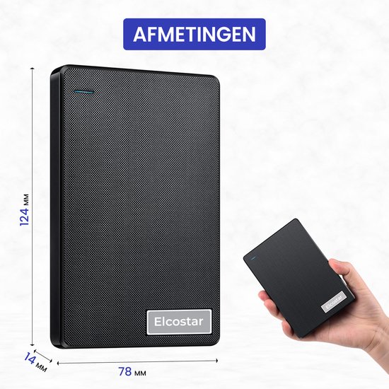 Elcostar Externe harde schijf 1TB - HDD - Harde schijf extern - Externe ...