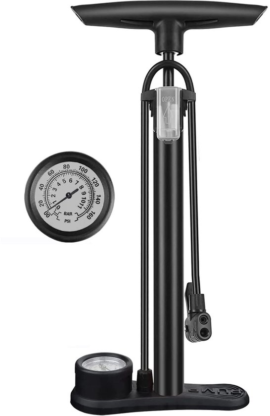 Fietspomp - Fietspomp met Drukmeter - Dubbele Ventielkop - Schrader en Frans Ventiel -... | bol