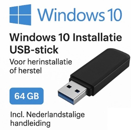 Windows 10 Installatie USB-stick – Voor herinstallatie of herstel – Incl.... | bol