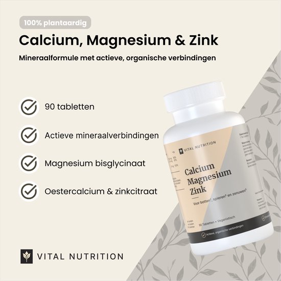 Vital Nutrition Calcium Magnesium Zink - Actieve, organische ...