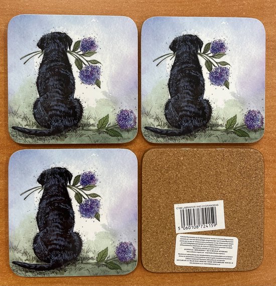 Alex Clark Onderzetters LABRADOR AND HYDRANGEAS ~ HOND | bol