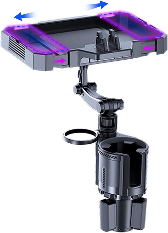 Bekerhouder voor Auto met Tafelblad en Telefoonhouder - 360 Graden Verstelbaar -... | bol