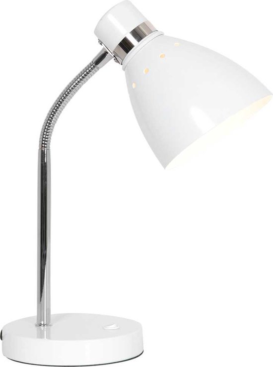 Retro bureaulamp Spring | 1 lichts | wit | metaal | 33 cm hoog | Ø 13 ...