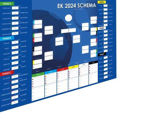 EK 2024 schema - A1 formaat - Zelf standen invullen - Euro 2024 - 59 ...