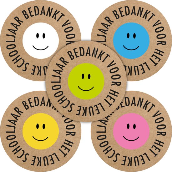 Sluitsticker - Bedankt voor het leuke schooljaar - Smiley - 5 assorti ...