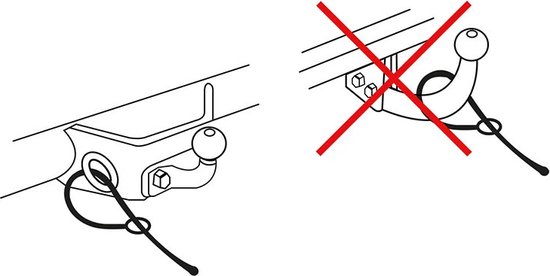 Hulpkoppeling set trekhaak voor aanhanger - zilver/rood - met 1 meter ...