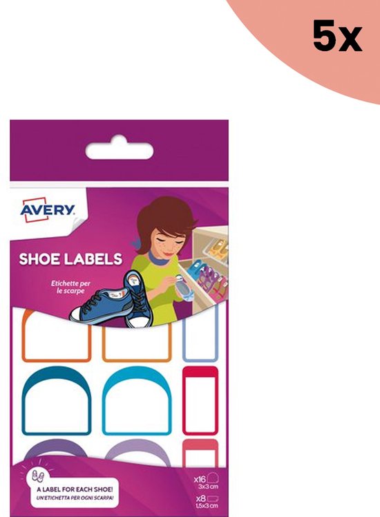 5x Etiket voor op schoenen Avery assorti - 24 etiketten | bol