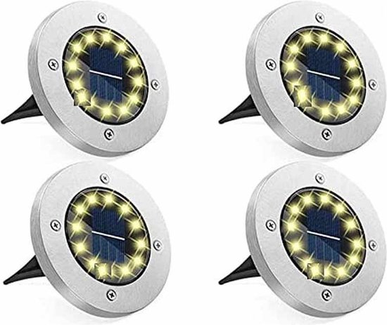 CNL Sight 16 Leds Solar Grondspots (4stuks) - Warm wit-RVS Grond Spots ...