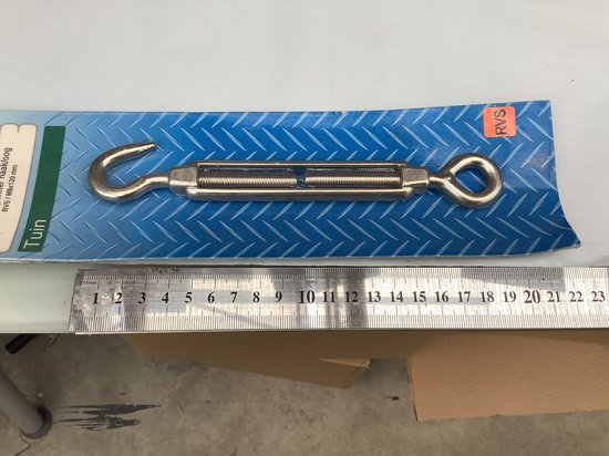 Klus-Wijs. Draad -Spanner haak-oog RVS m8 x 120mm. Staaldraad-Spanners ...
