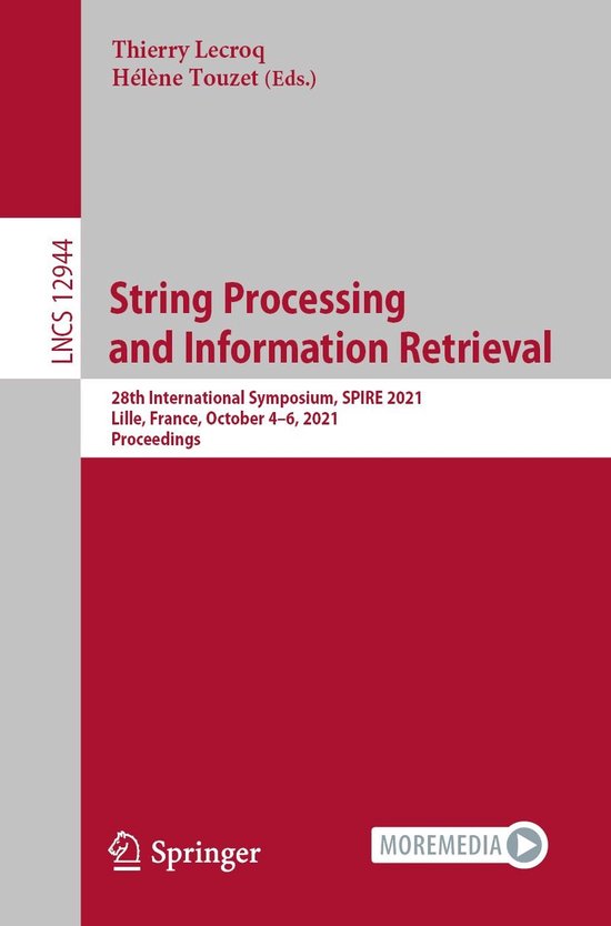 Lecture Notes in Computer Science 12944 - String Processing and ...