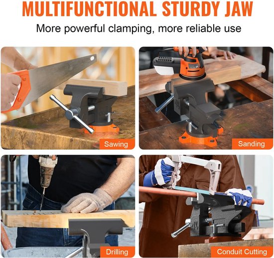 PC-Deals Bench Bankschroef 6.5" Multifunctioneel Met Draaibare Basis En ...